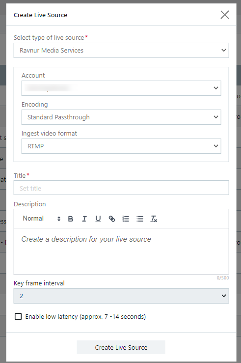 Create a live source – Ravnur
