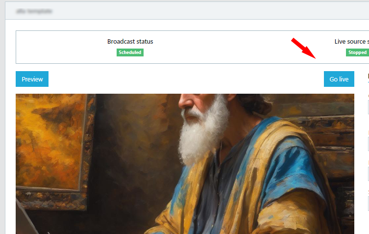 Start live event | Stop live event – Ravnur