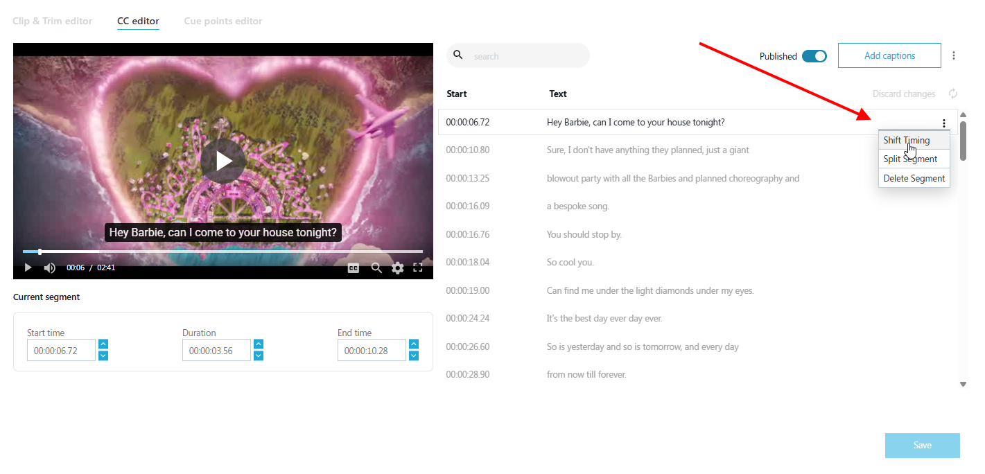 Shifting caption timing – Ravnur